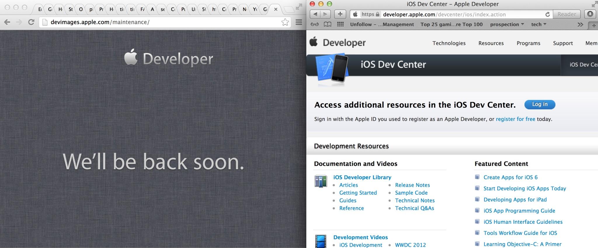 PreviewLabs on Twitter: "#iOSDevCenter currently down for maintenance in #Chrome browser, but ...