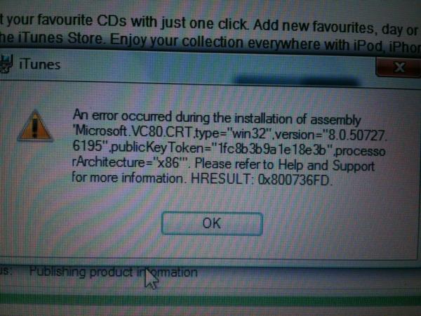 Error Occured During The Installation Of Assembly Microsoft Vc80 Crt