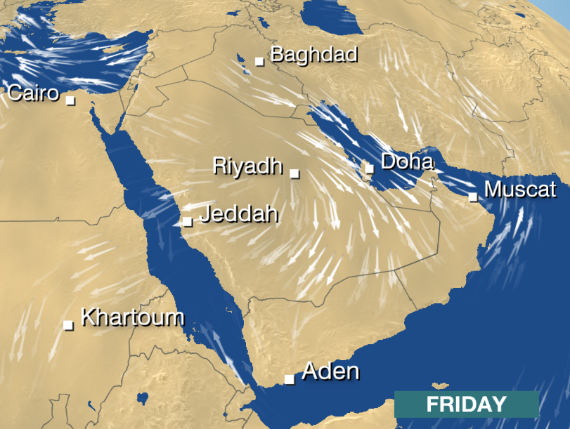 Shamal wind blowing over the Gulf today bringing risk of dust storms ...