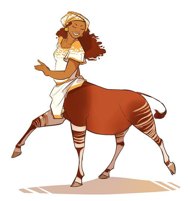 anneliese makaroni on Twitter: "Two more - okapi and hyena #centaurs :) #art #dailysketch http ...
