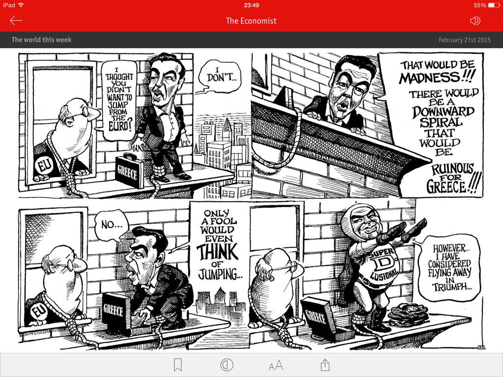 KAL's cartoon in this week's TheEconomist. Greece Tsipras Grexit ...