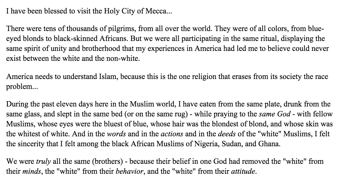 Malcolm X's letter from Mecca, 1964 | Scoopnest