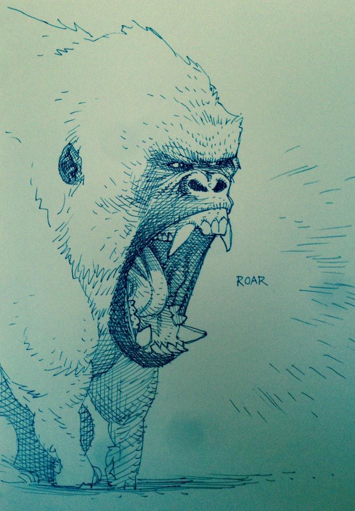 Gorilla Roaring Drawing