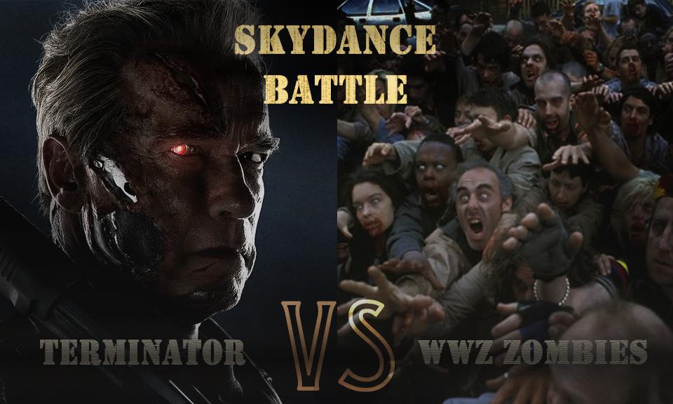 SKYDANCEBATTLE Terminator vs Zombies of WWZ Who wins?! Schwarzenegger ...