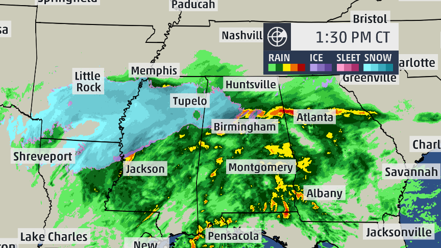 1:30p CT Radar Update: Snow continues from Longview, TX through LA, AR ...