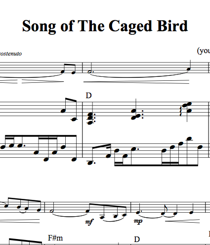Song of the Caged Bird" sheet music; finally complete with KARAOKE ...