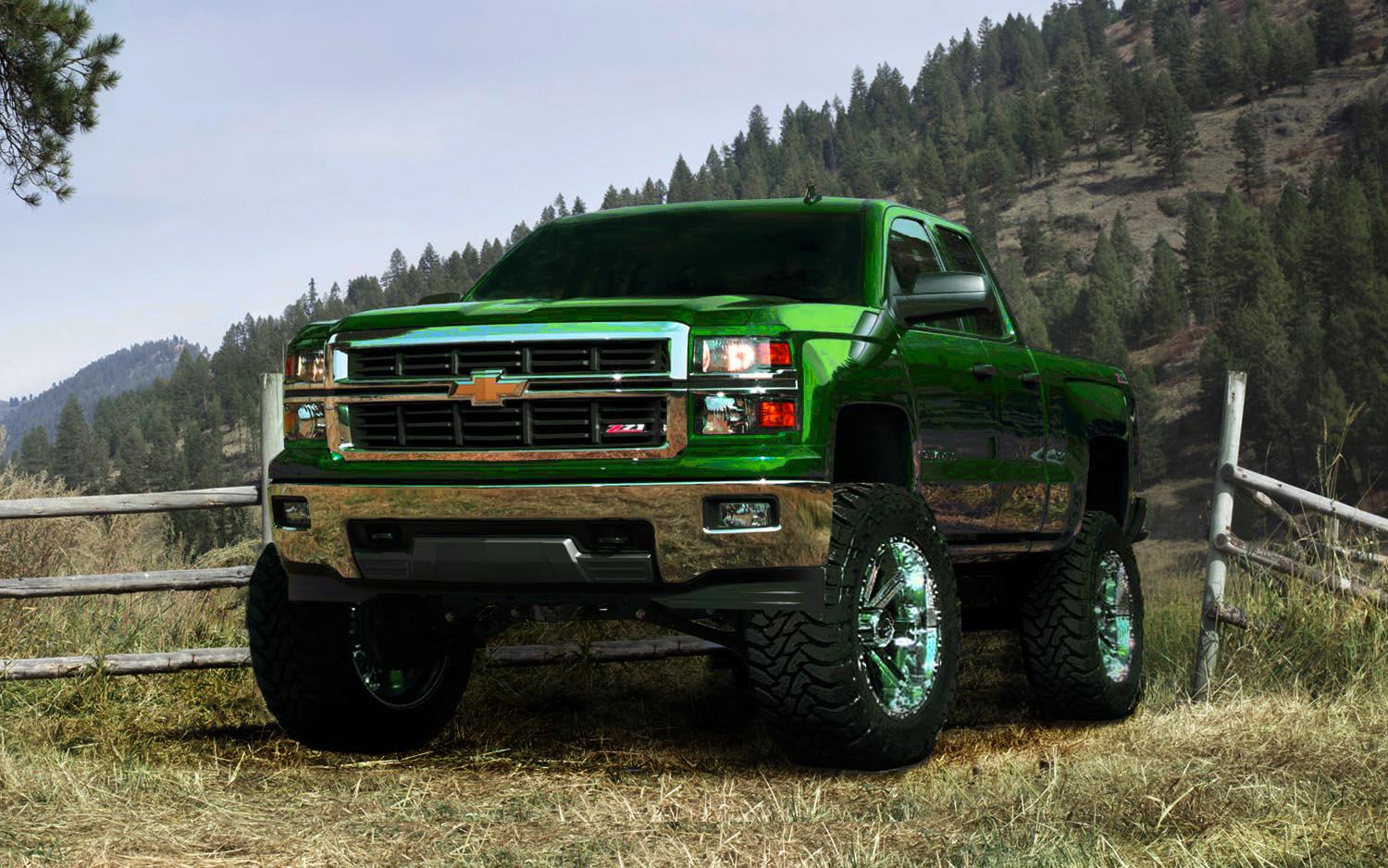 Green Lifted Chevy Big Trucks