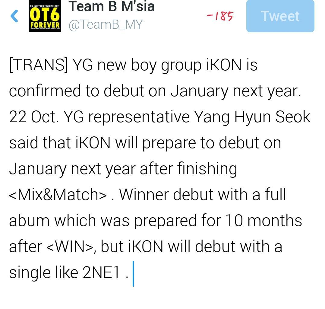 iKON Global 아이콘 글로벌 on Twitter: ""@TeamB_MY: [NEWS] iKON will debut next year January . (JSH ...