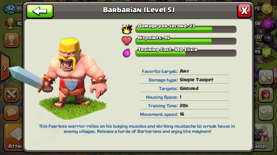 Clash Of Clans Barbarian Level 5