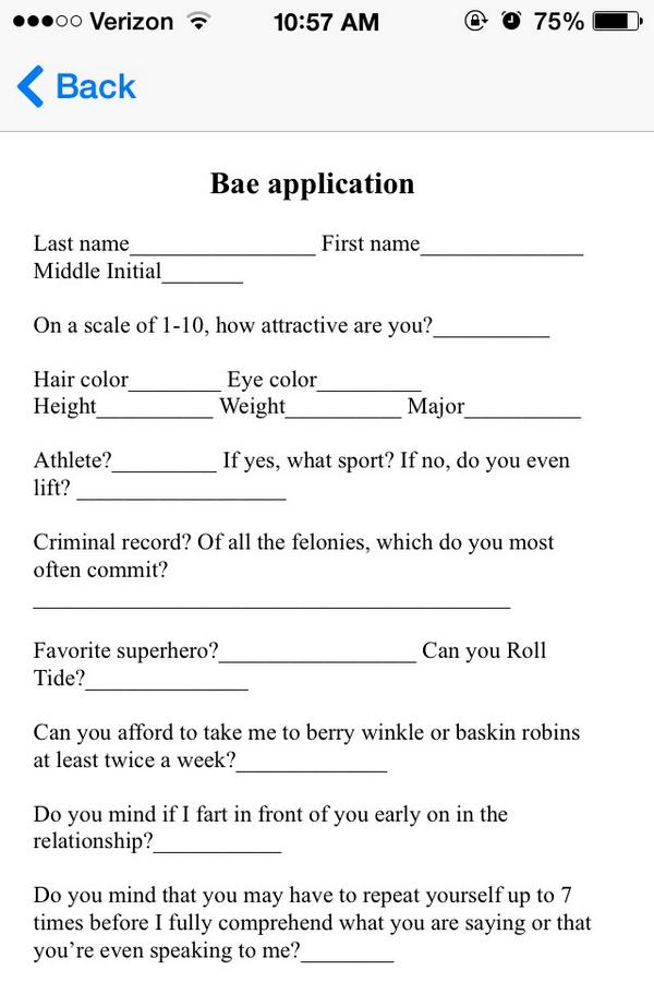 Bae Application Form