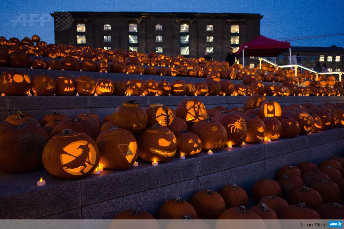 A display of carved Halloween pumpkins is seen at Granary Square in ...