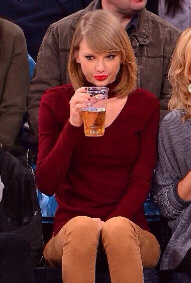 Taylor Swift Drinking Beer