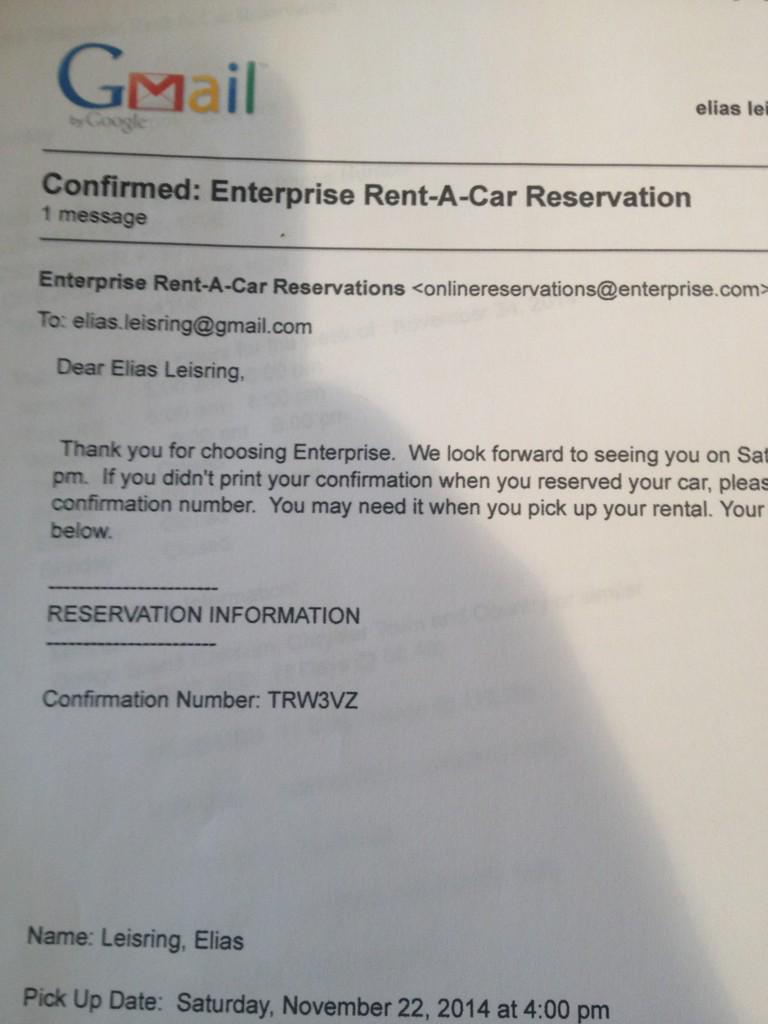 Enterprise Check Your Reservation
