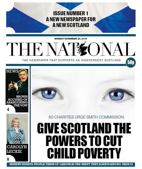 Front page of the national - "a new newspaper for a new scotland" # ...