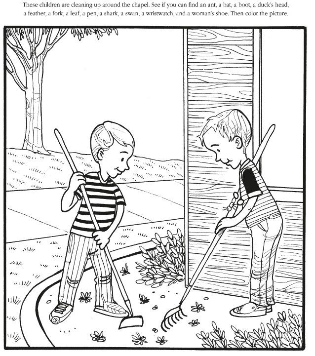 Children Cleaning Environment Clipart Black And White