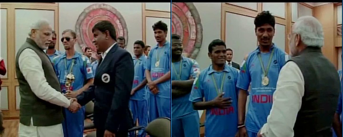 Delhi: PM Narendra Modi meets members of India's Blind World Cup ...
