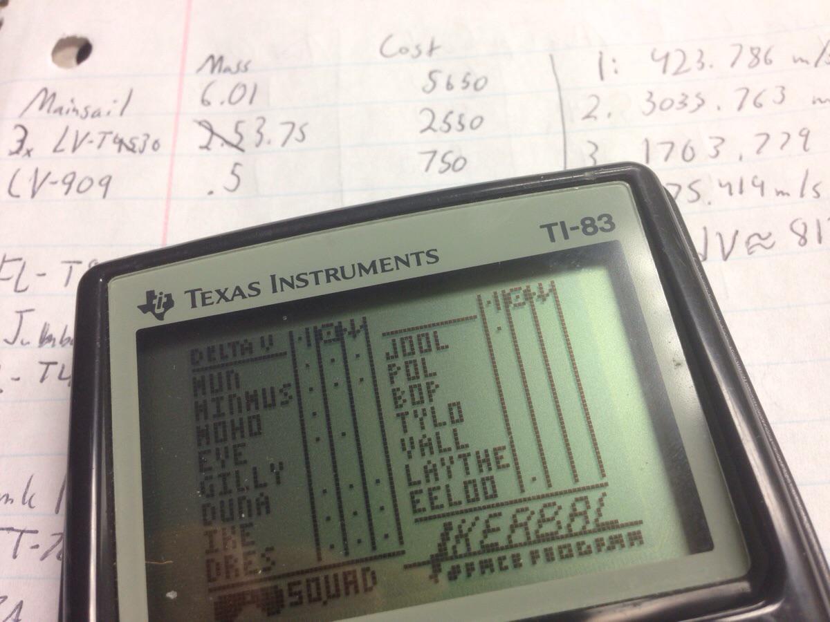 Kerbal Space Program Delta V Calulator