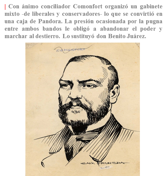 En 1855 ignacio comonfort es nombrado presidente interino, ante la ...