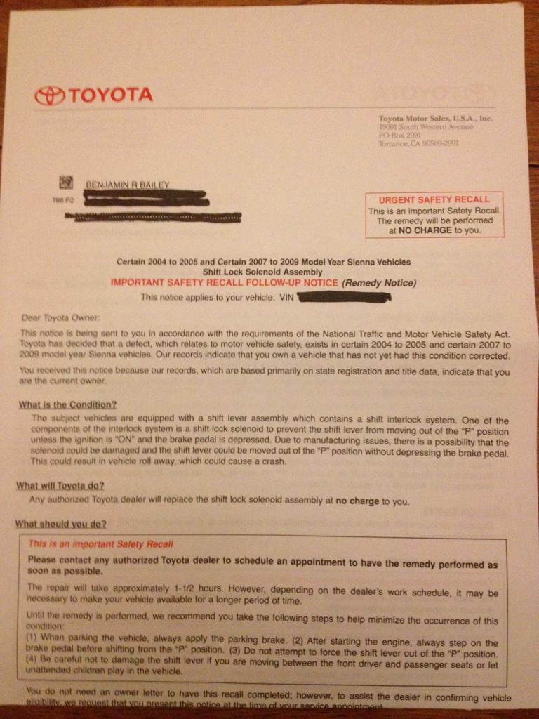 Toyota Safety Recall