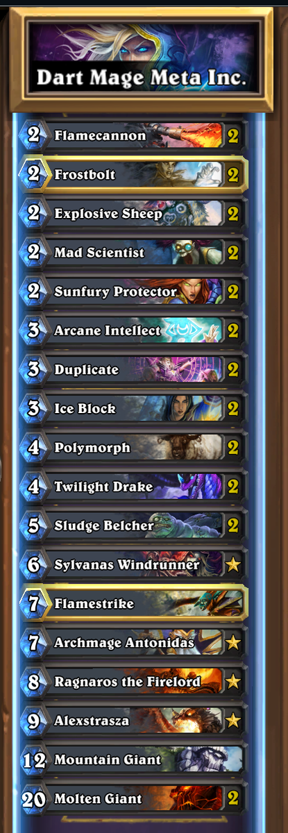 Dart's Crazy Mage Deck list (from Tavern Takeover) : r/hearthstone