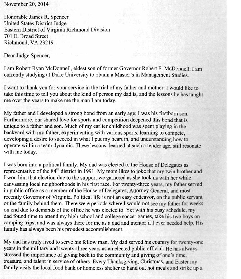 Dear Judge Sample Letter Character