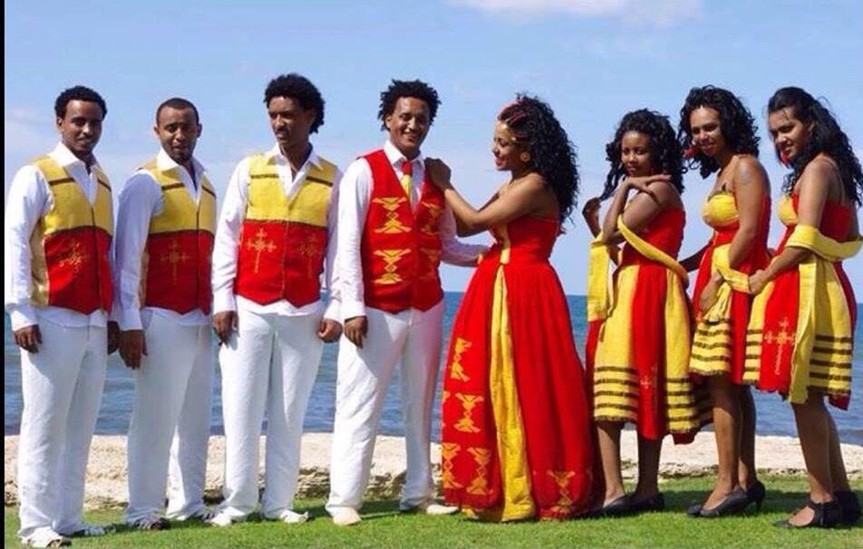 A beautiful blend of traditional and modern wedding attire in Tigray ...