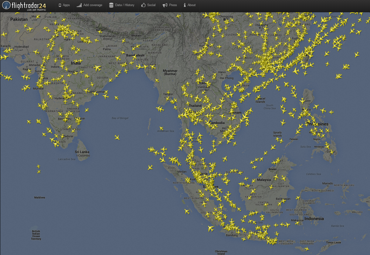 Map showing current ADS-B coverage in part of Asia. Want to host a ...