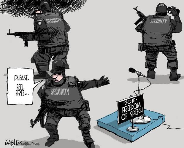"Freedom of speech": Today's editorial cartoon by Brian Gable. More ...
