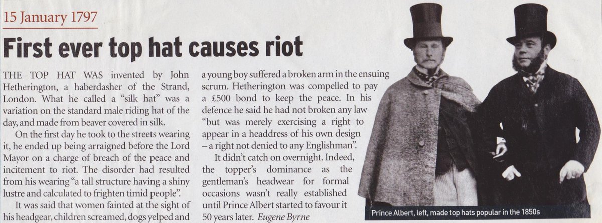 John Hetherington Fined: #OTD 1797 1st top hat worn by hatmaker John ...