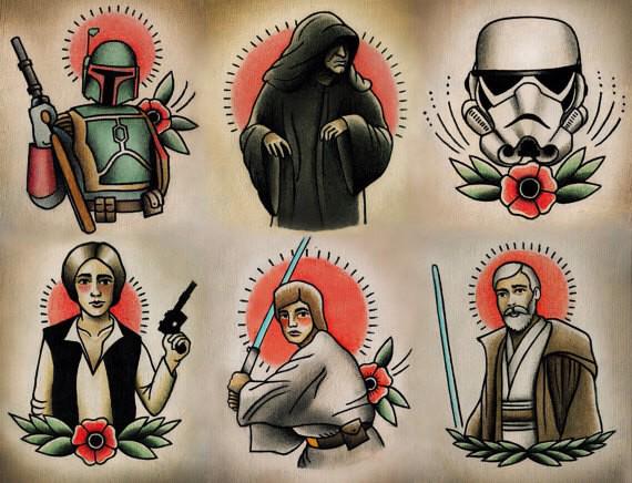 Star Wars American Traditional Tattoo Flash
