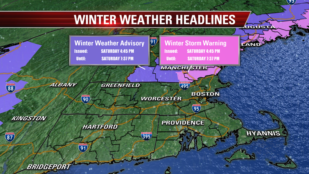 Winter Weather Headlines in our area have just been issued/modified ...