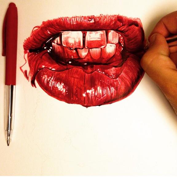 Bloody Lips Drawing