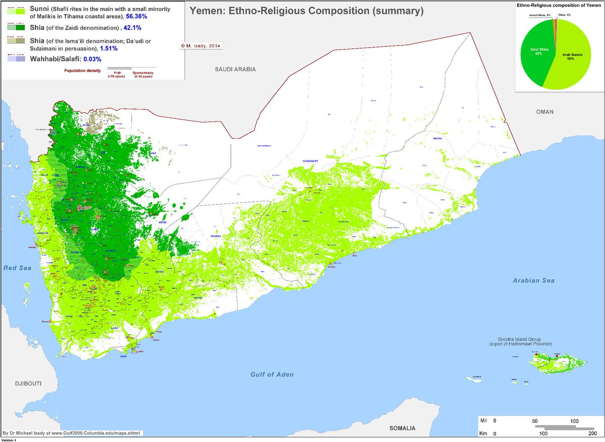Graphic: yemen sectarian map. (dark green = zaydi shi'a muslim, light ...