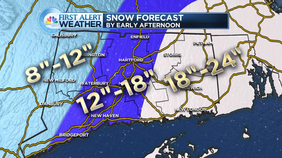 adjusted forecast map total snowfall expected FirstAlertCT | Bob Maxon ...