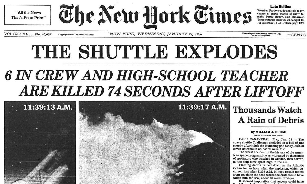 Space Shuttle Challenger Newspaper