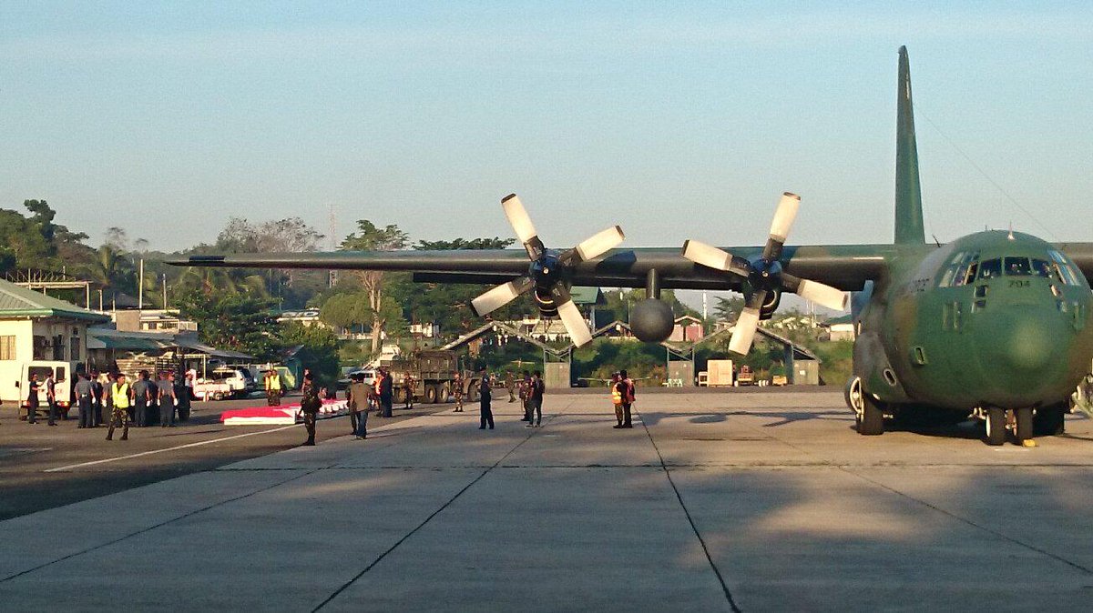 Awang Airport: Caskets of slain PNP-SAF personnel laid out in Awang ...