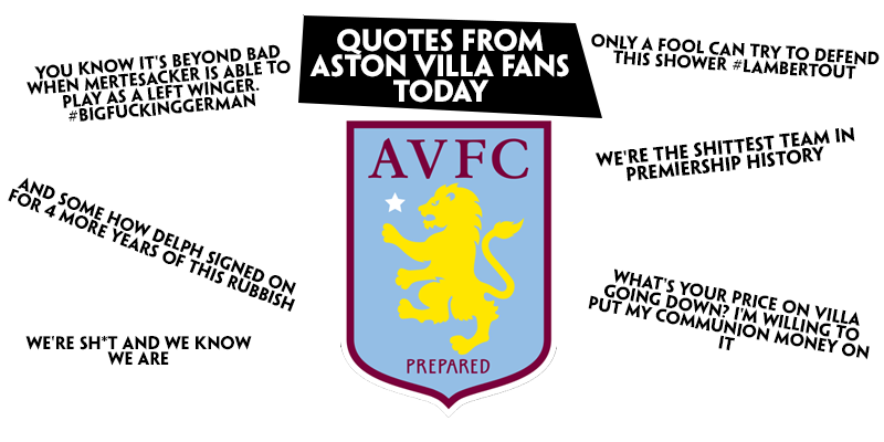 Just some choice quotes from Aston Villa fans on Twitter today... AVFC ...