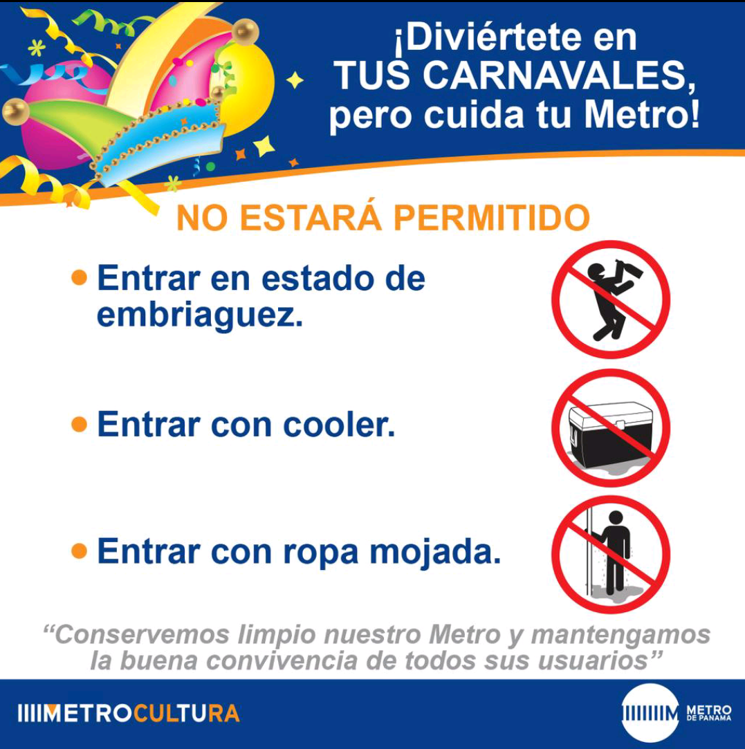 Rt @elmetrodepanama: #metroinforma recordamos que no está permitido ...
