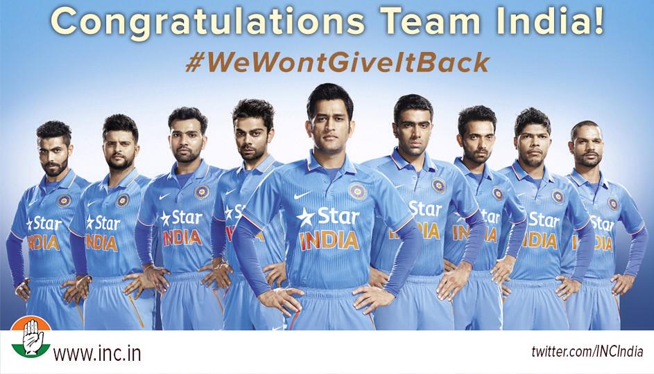 Congratulations Team India for winning their First World Cup match ...