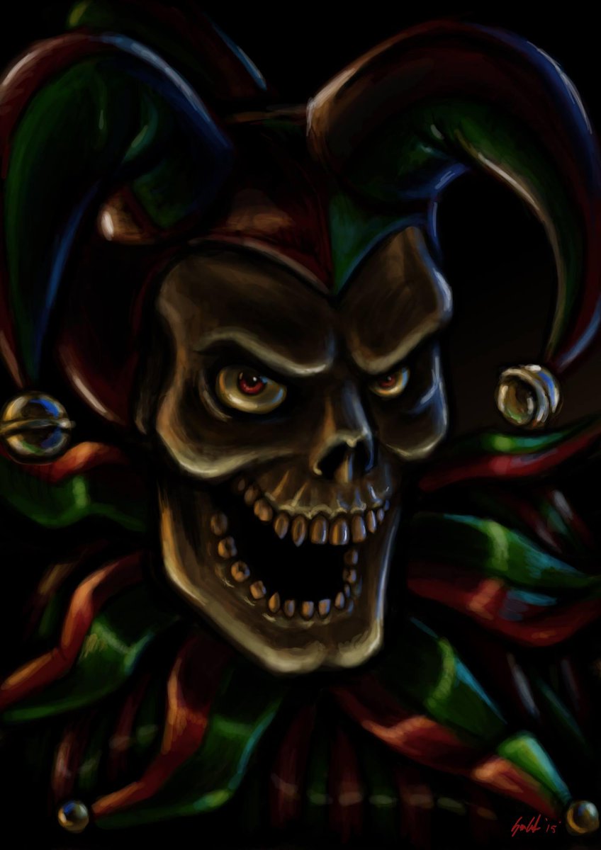 Evil Jester Skull Drawing