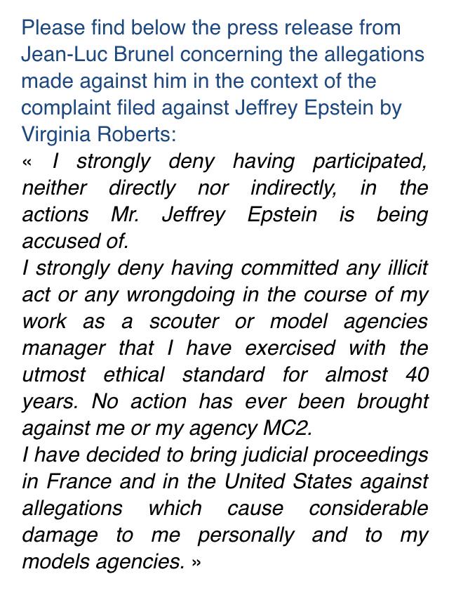 Jean-Luc Brunel, model scout accused alongside Jeffrey Epstein & Prince ...