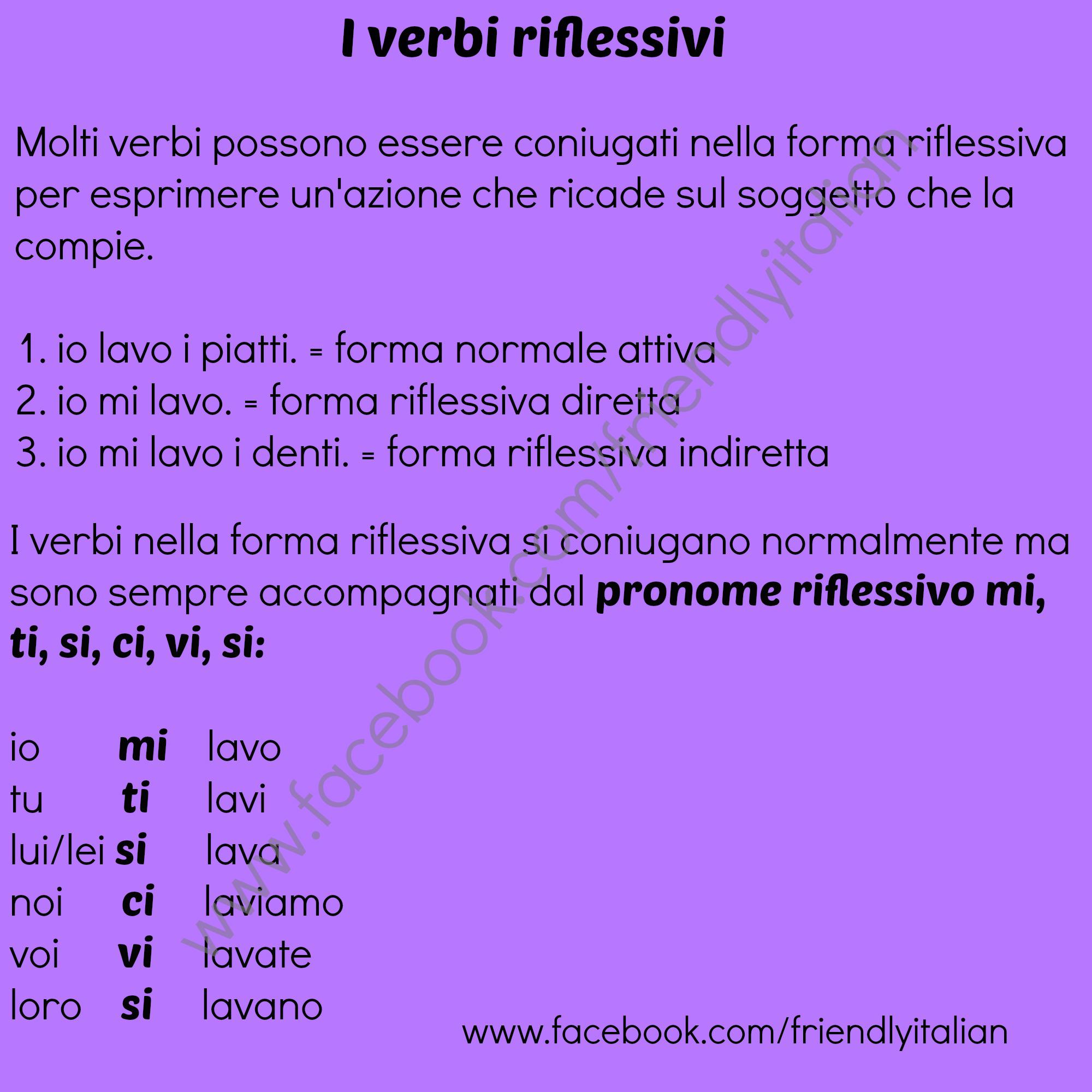Verbi Riflessivi Italiano Per Stranieri Trieste Imparare La Lingua