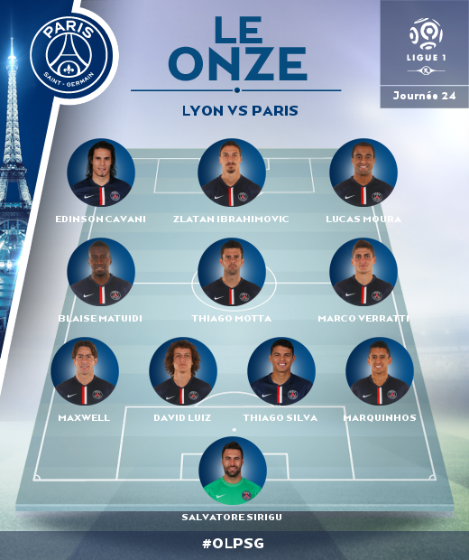 Découvrez le Onze de départ du Paris Saint-Germain pour affronter Lyon ... Découvrez le Onze de départ du Paris Saint-Germain pour affronter Lyon ...