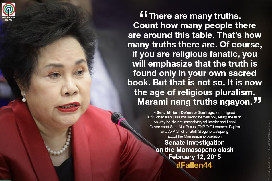 Senator Miriam Defensor Santiago lambasted resigned PNP chief Alan ...