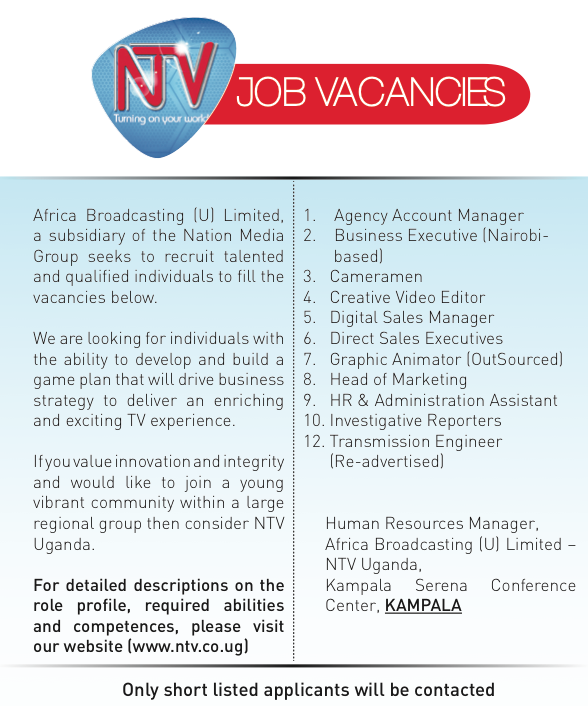 NTV UGANDA on Twitter: "JOB VACANCIES: We are hiring HR Assistant, Engineer, Reporters ...