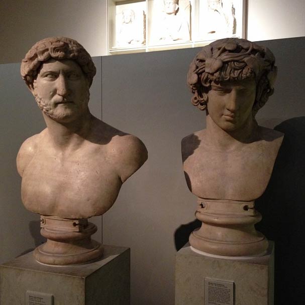 The Roman Emperor Hadrian And His Lover Antinous Are Side By Side In