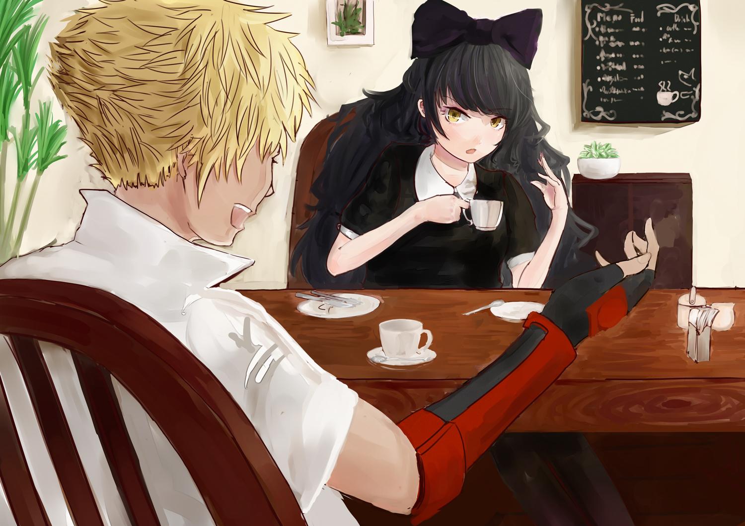 Blake and Sun drinking coffee [ネコカリ] : r/RWBY