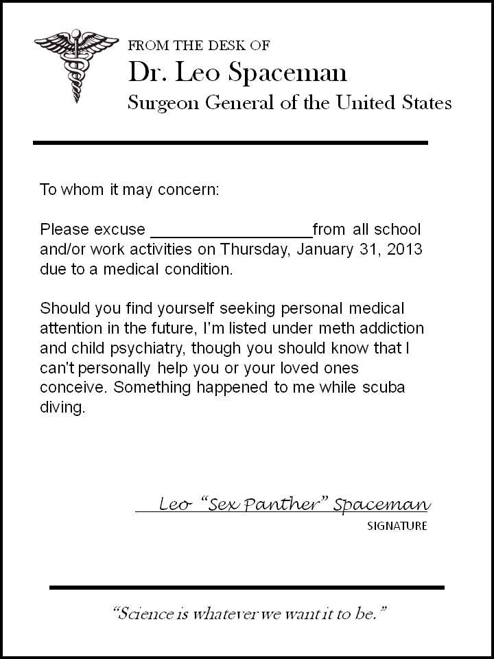 Doctors Note Template For Missing Work