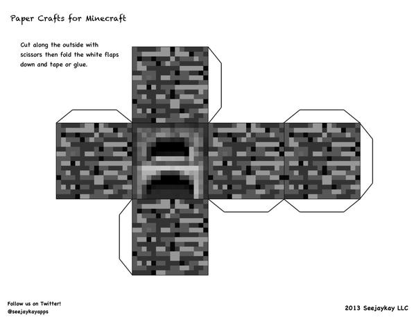 Minecraft Blocks Papercraft Black And White