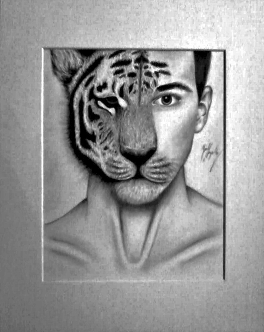 Half Human Half Animal Face Drawing